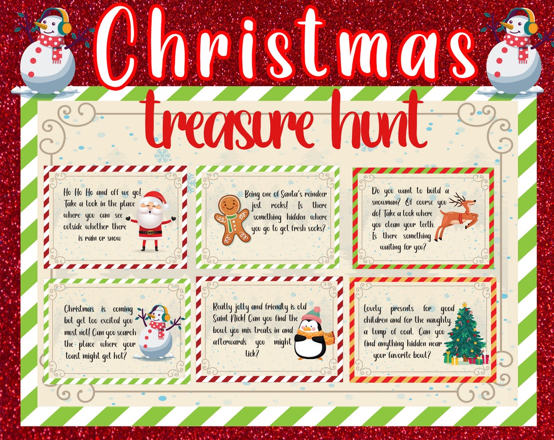 Christmas Treasure Hunt, Christmas Scavenger Hunt Clues Printable - Etsy