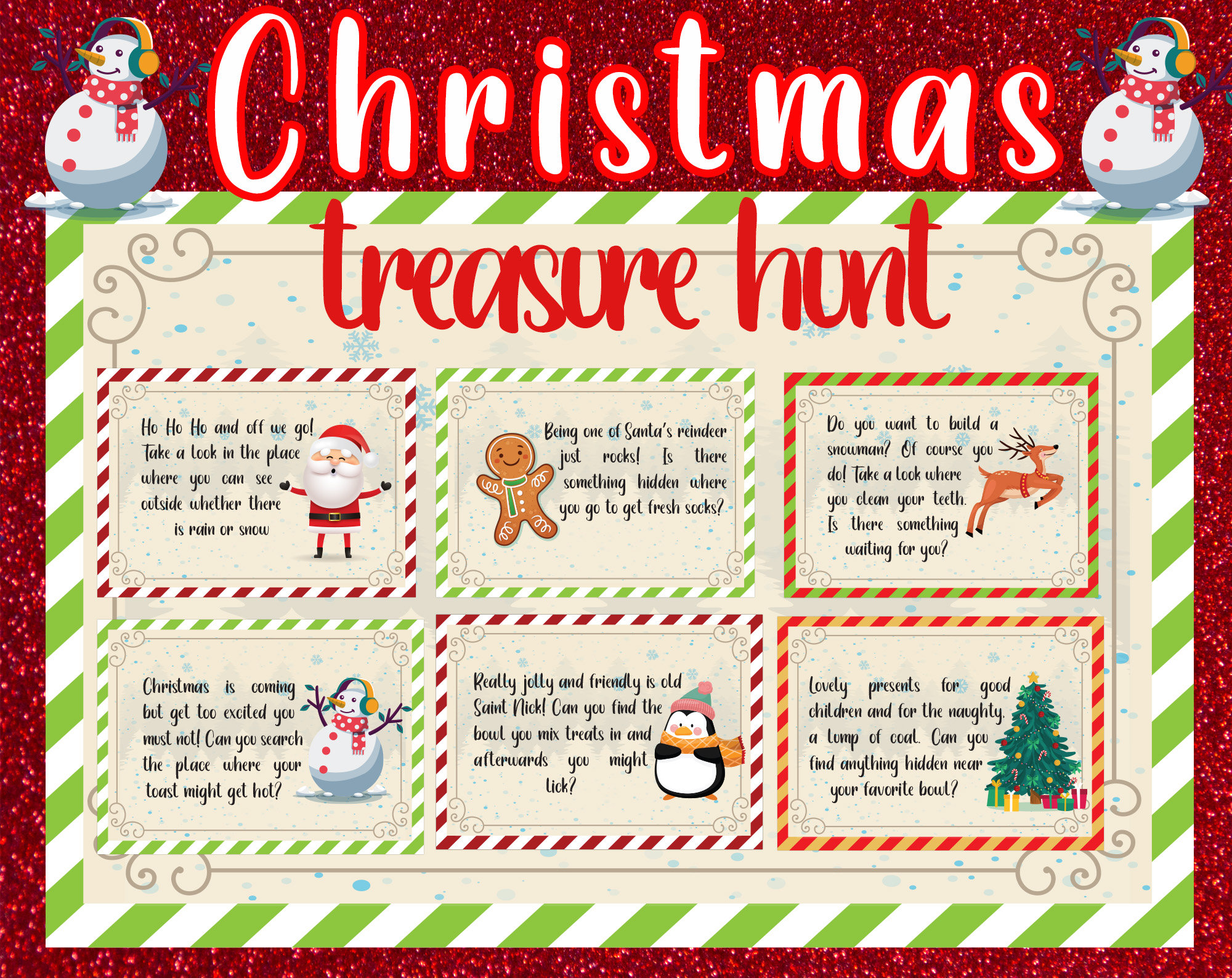Christmas Treasure Hunt, Christmas Scavenger Hunt Clues Printable - Etsy