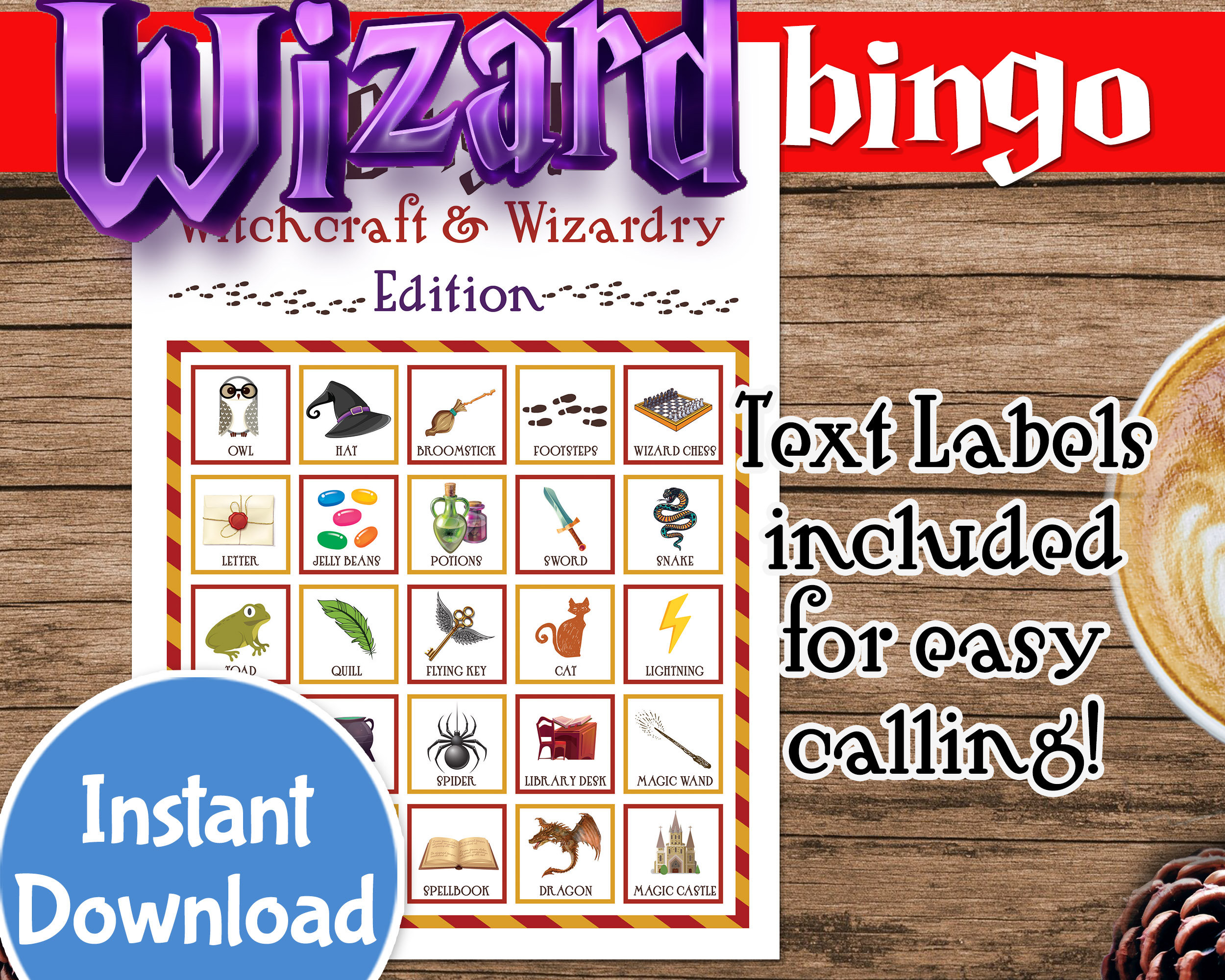 Wizard Bingo Wizard Party Game Wizard Birthday Printable - Etsy