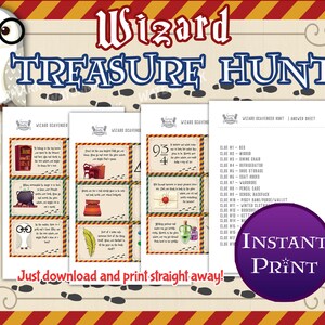 Wizard Treasure Hunt, Wizard Party Game, Treasure Hunt Clues, Wizard ...