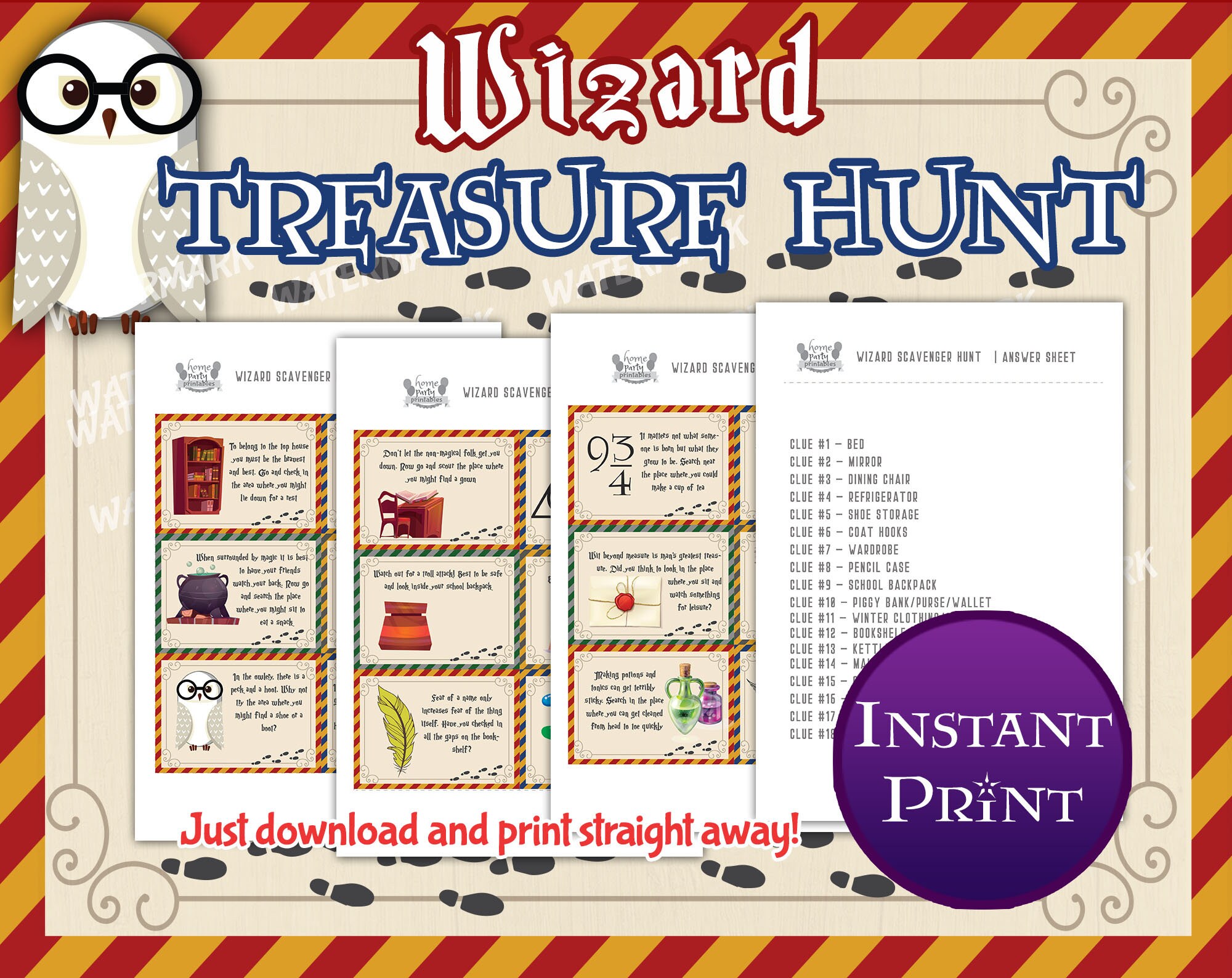 Wizard Treasure Hunt, Wizard Party Game, Treasure Hunt Clues, Wizard ...
