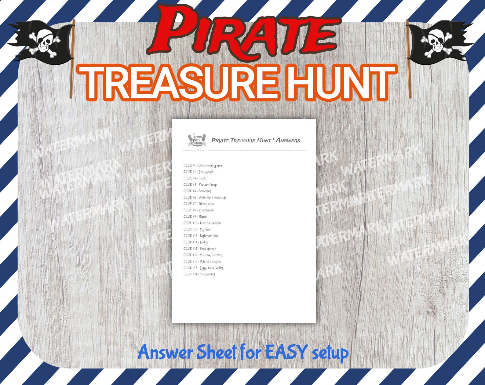 Printable Pirate Treasure Hunt Clues, Birthday Party Game (PDF) - Etsy