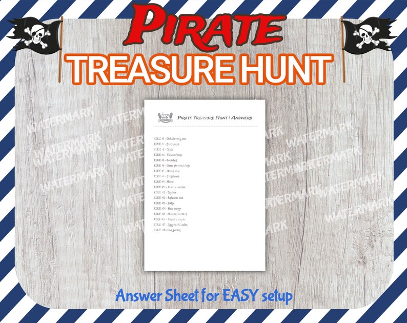 Pirate Treasure Hunt, Pirate Treasure Hunt Clues, Pirate Birthday ...