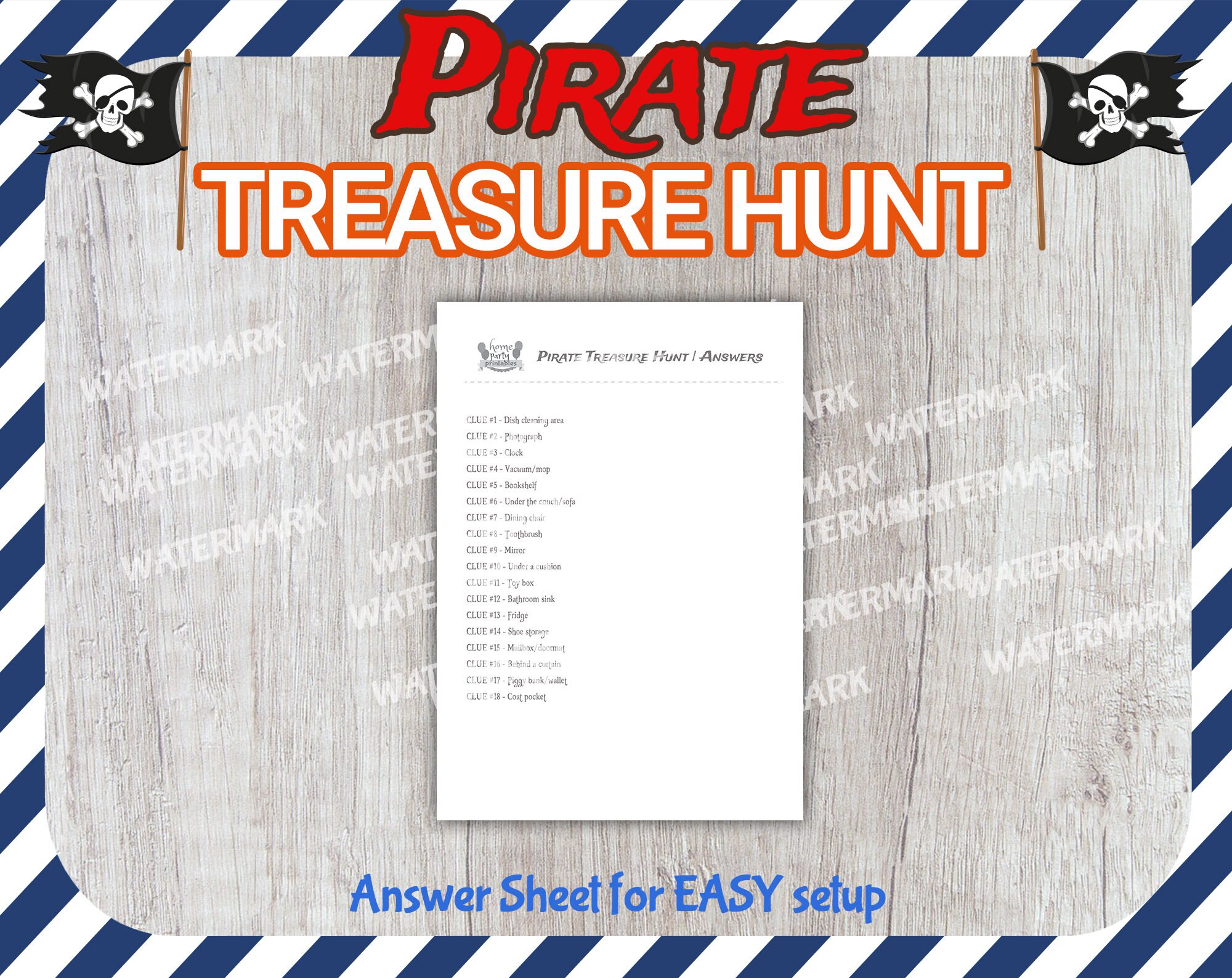 Pirate Treasure Hunt, Pirate Treasure Hunt Clues, Pirate Birthday ...