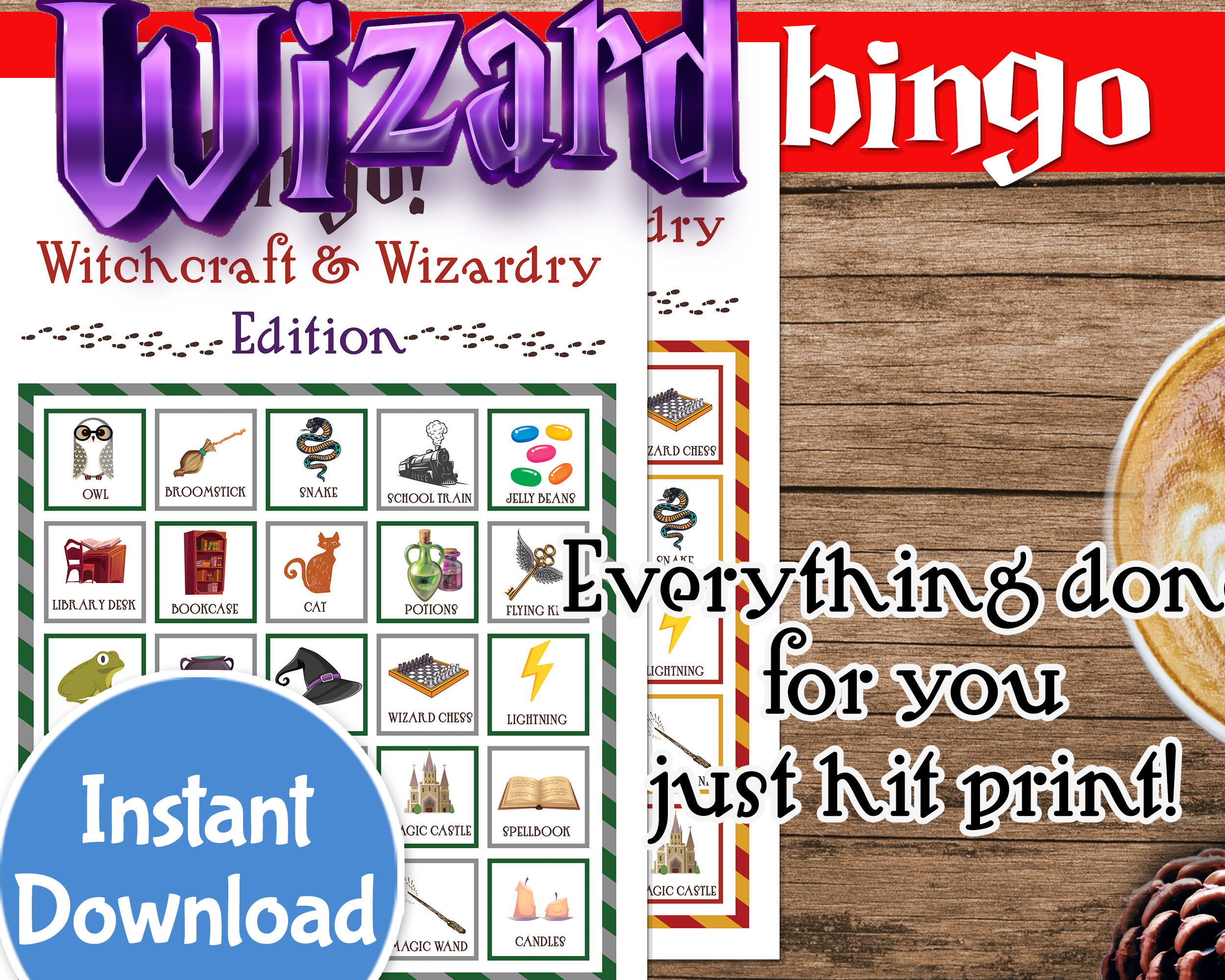 Wizard Bingo Wizard Party Game Wizard Birthday Printable - Etsy