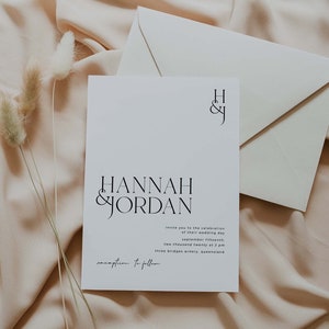 HANNAH Minimal Modern Wedding Invitation Template Download, Elegant ...