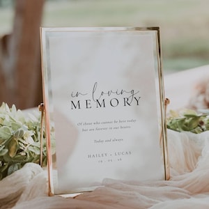 Elegant in Loving Memory Sign Template Download, Editable Memorial ...