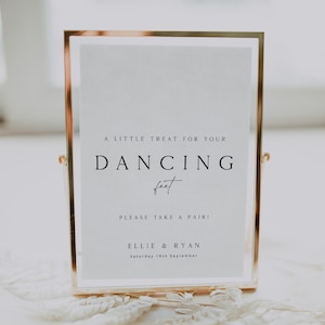 ELLIE Minimal Wedding Dancing Feet Sign Template, Printable Dancing ...