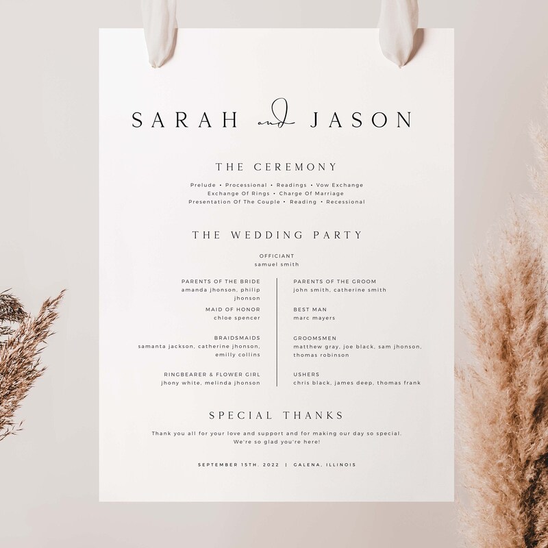 Wedding Program Sign - Etsy