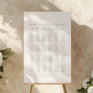 From Coast to Coast Wedding Seating Chart Template, Minimal Modern ...