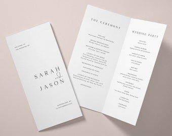 Wedding Program Template Minimal - Etsy