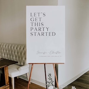 Let's Get This Party Started Wedding Sign Template Download, Minimal ...