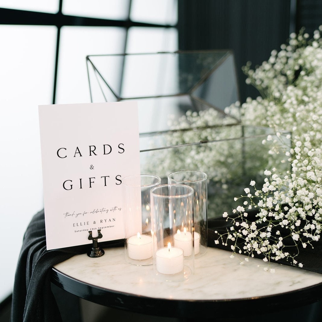 ELLIE Minimal Cards and Gifts Wedding Sign Template Download, Wedding ...