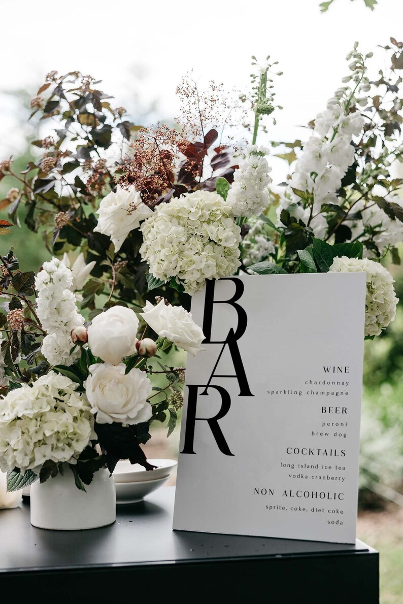 Modern Minimalist Bar Menu Sign Printable Editable Bar Sign - Etsy