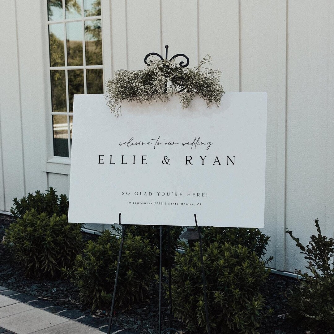 ELLIE Horizontal Wedding Welcome Sign Template Download, Minimal Modern ...