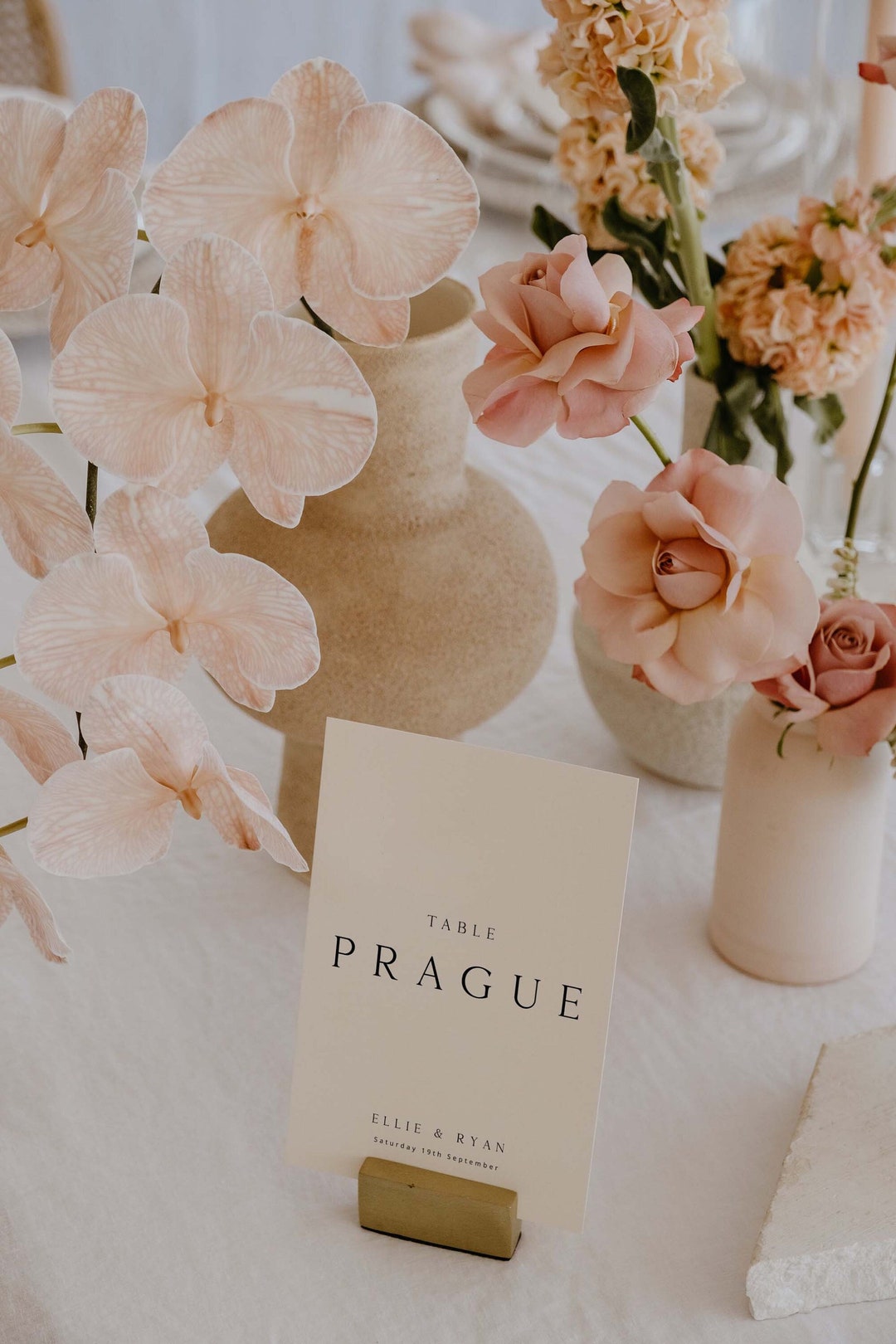 ELLIE Minimalist Wedding Table Name Template, Elegant Table Name Number ...