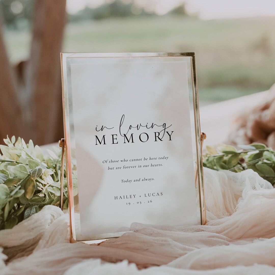 Elegant in Loving Memory Sign Template Download, Editable Memorial ...