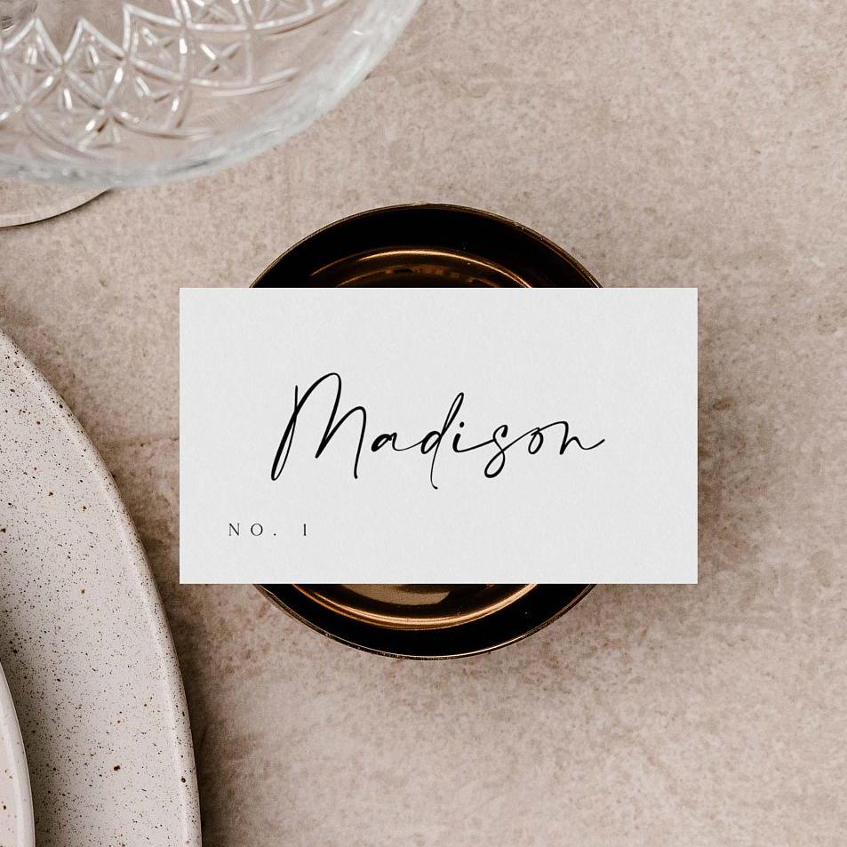CHRISTINE Minimal Modern Table Name Card Template, Printable Wedding ...