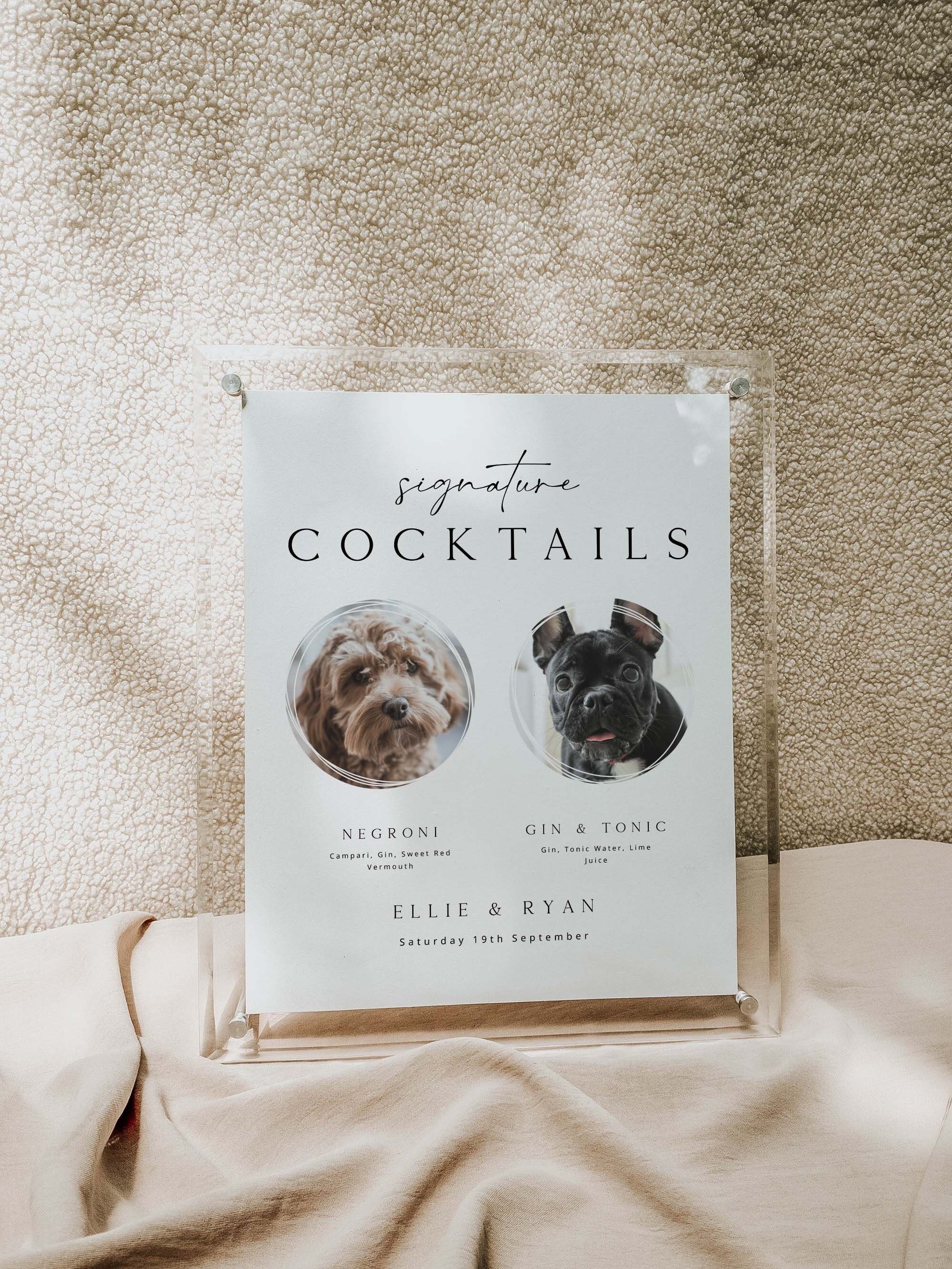 ELLIE Pets Signature Cocktails Sign Template Download, Wedding Dog ...