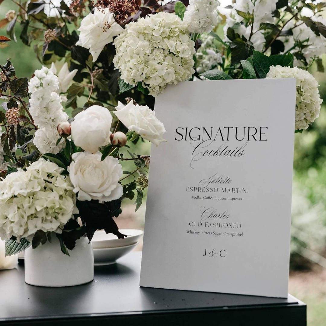 JULIETTE Old Money Wedding Signature Cocktails Sign Template Download ...