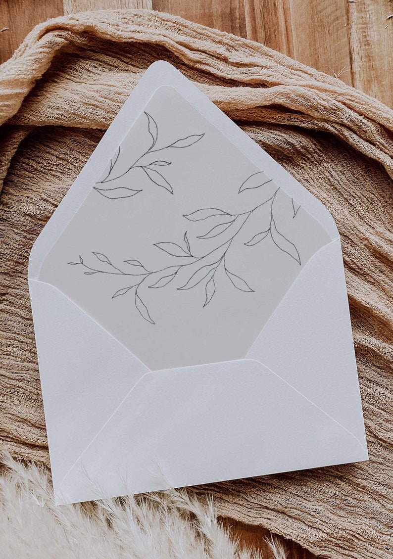 Minimal Botanical Wedding Envelope Liner Template Download - Etsy