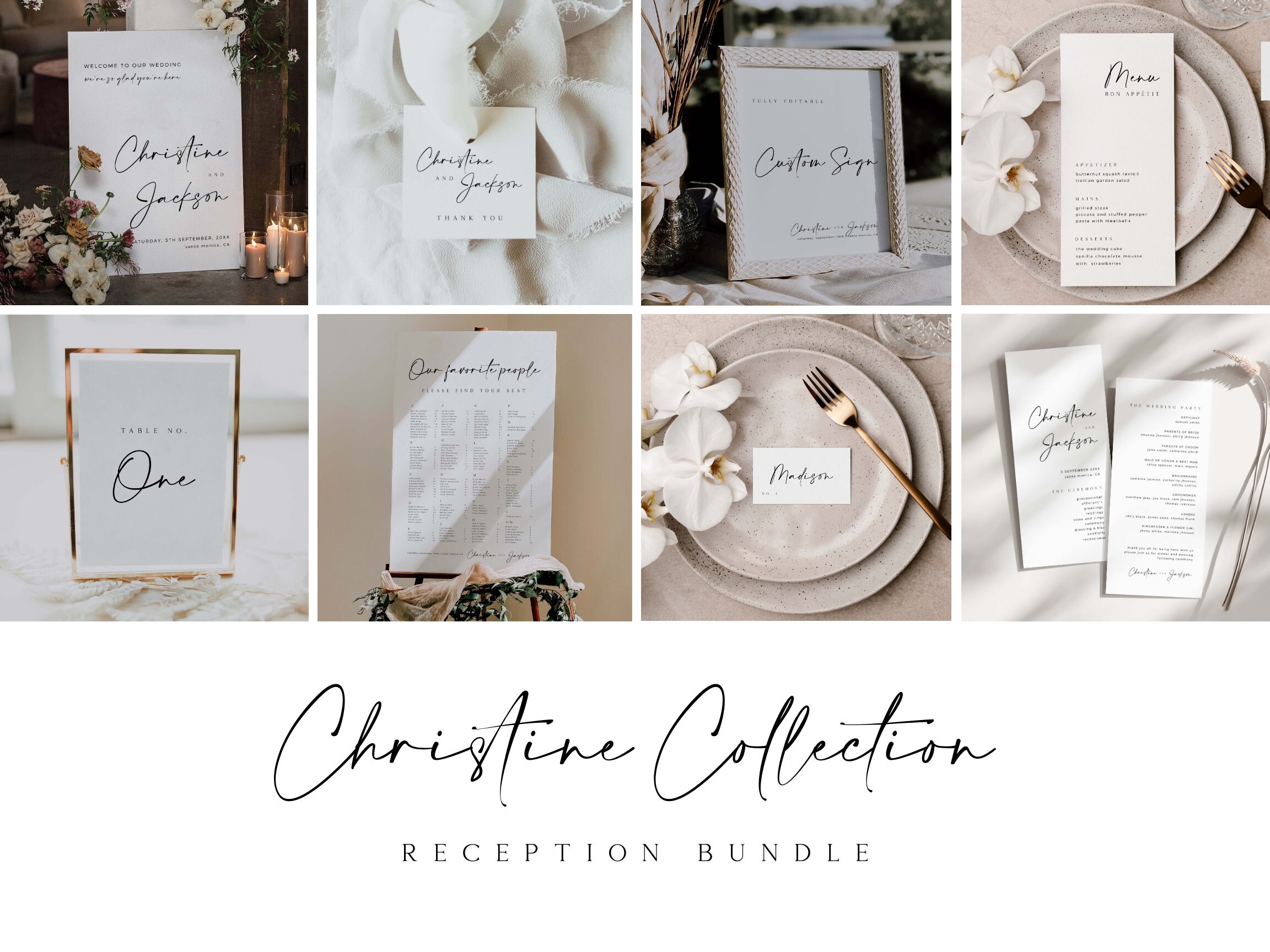 CHRISTINE Minimal Modern Table Name Card Template Printable - Etsy