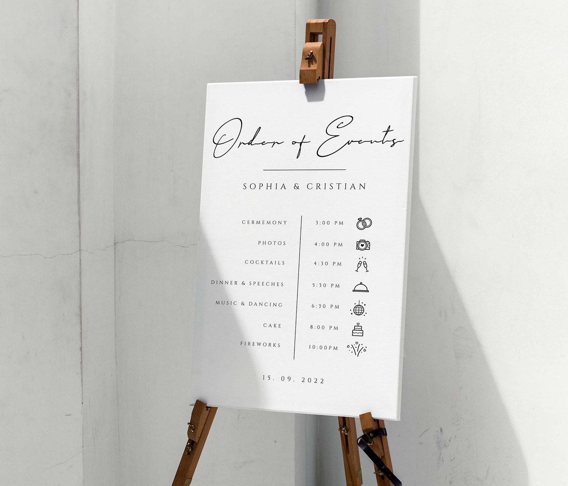 Wedding Timeline Sign Template Order of Events Sign Timeline | Etsy