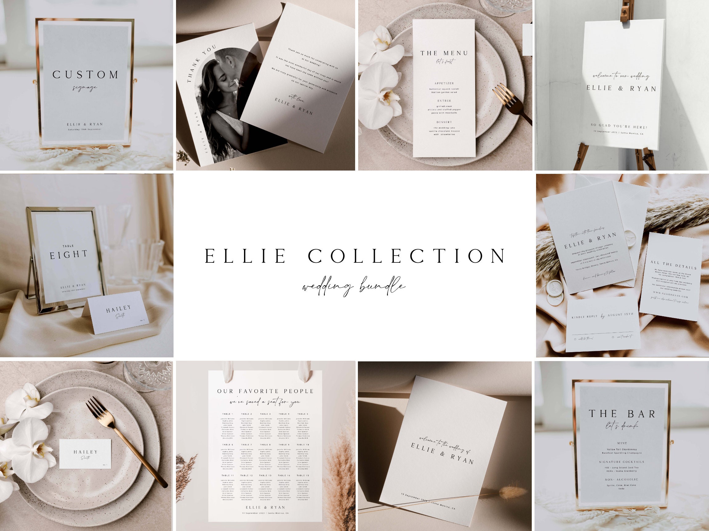 ELLIE Reserved Chair Tag Template Download, Elegant Reserved Seat Sign ...
