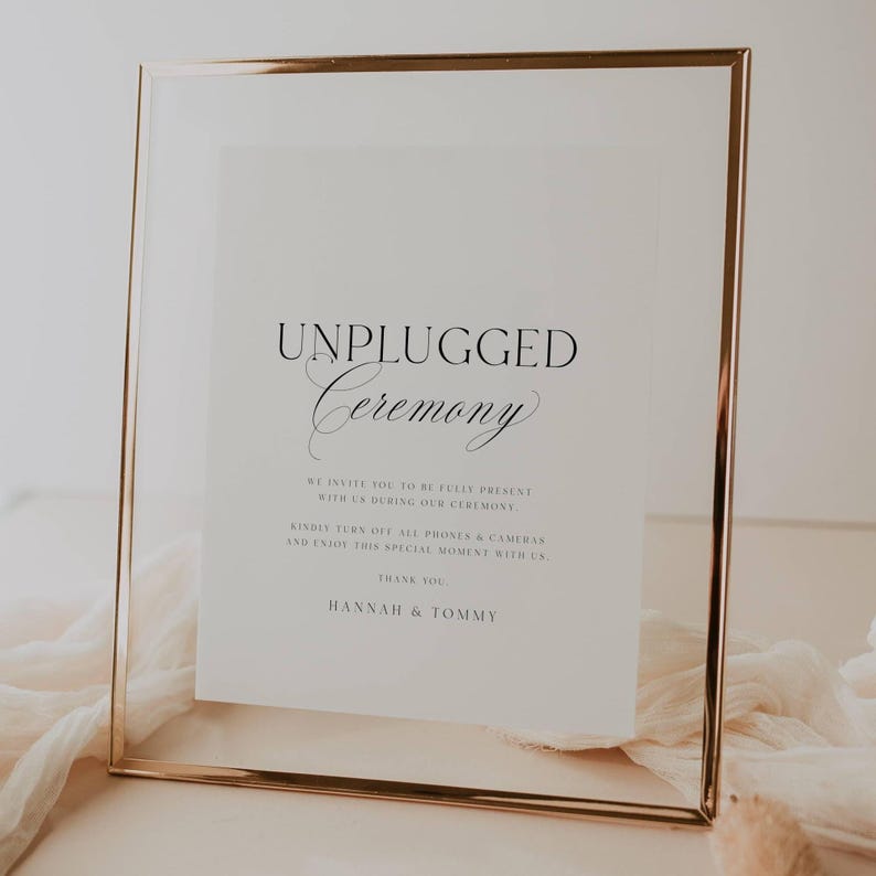 Elegant Unplugged Ceremony Sign Template Download, Minimalist Wedding ...