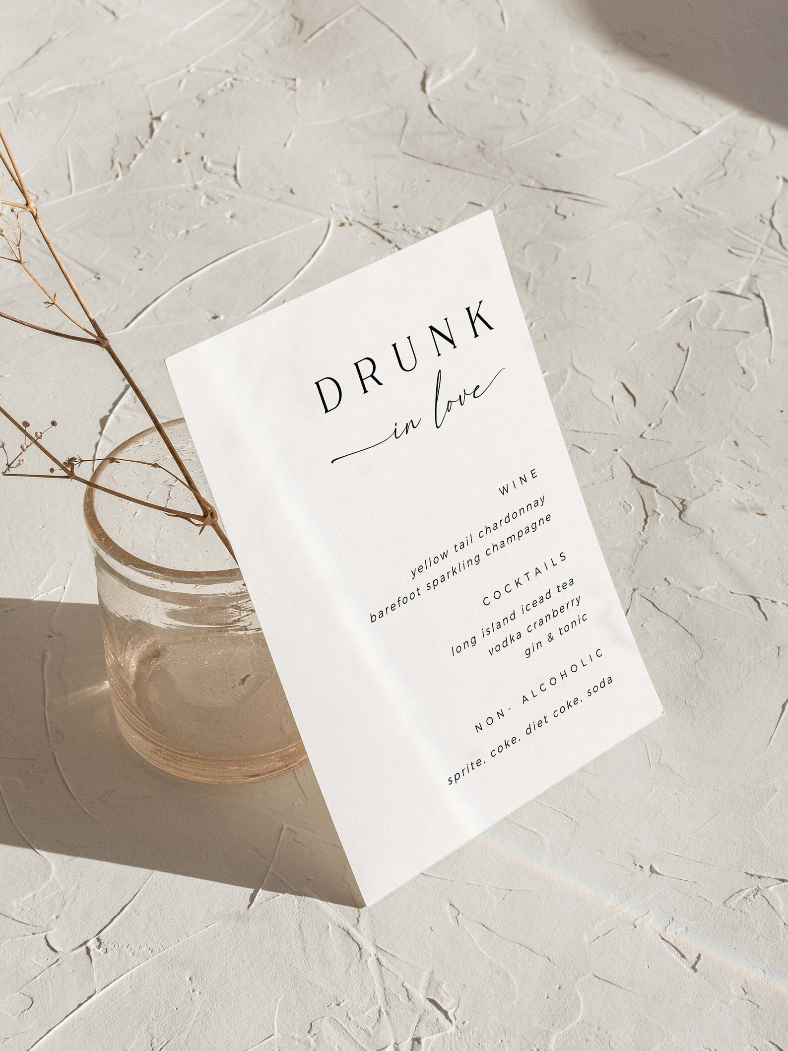 CLAIRE Minimal Modern Wedding Bar Menu Template Download - Etsy
