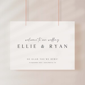 ELLIE Horizontal Wedding Welcome Sign Template Download, Minimal Modern ...