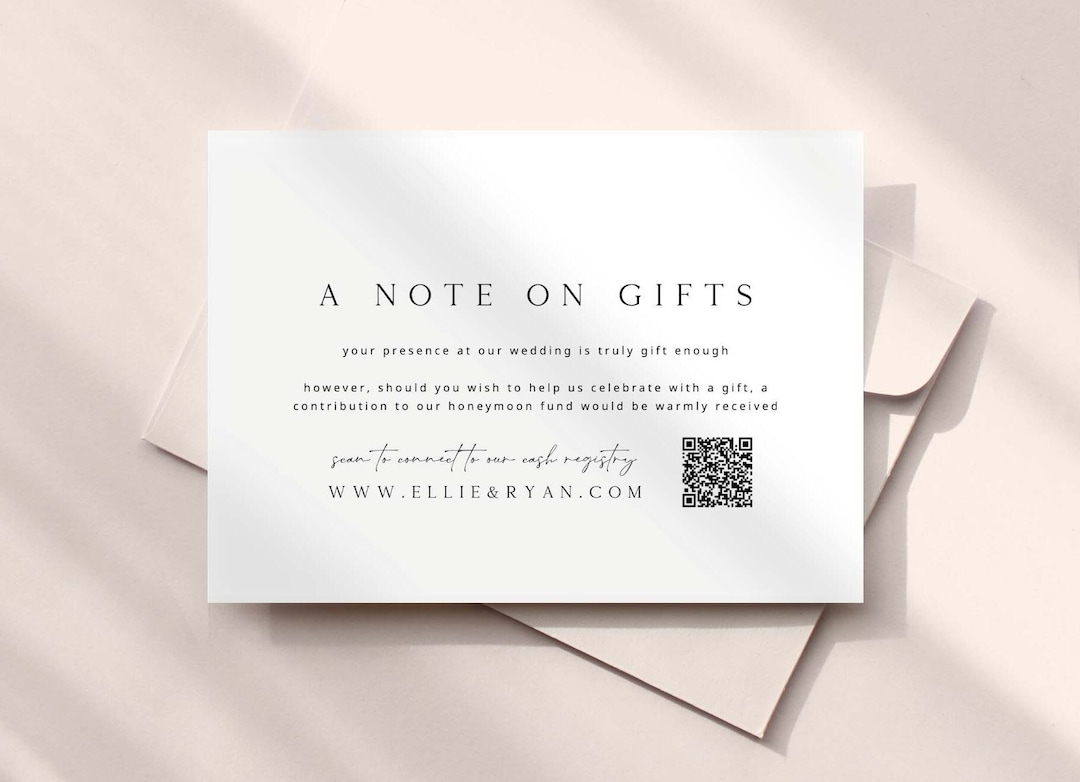 ELLIE A Note on Gifts With QR Code Card Template Download, Printable ...
