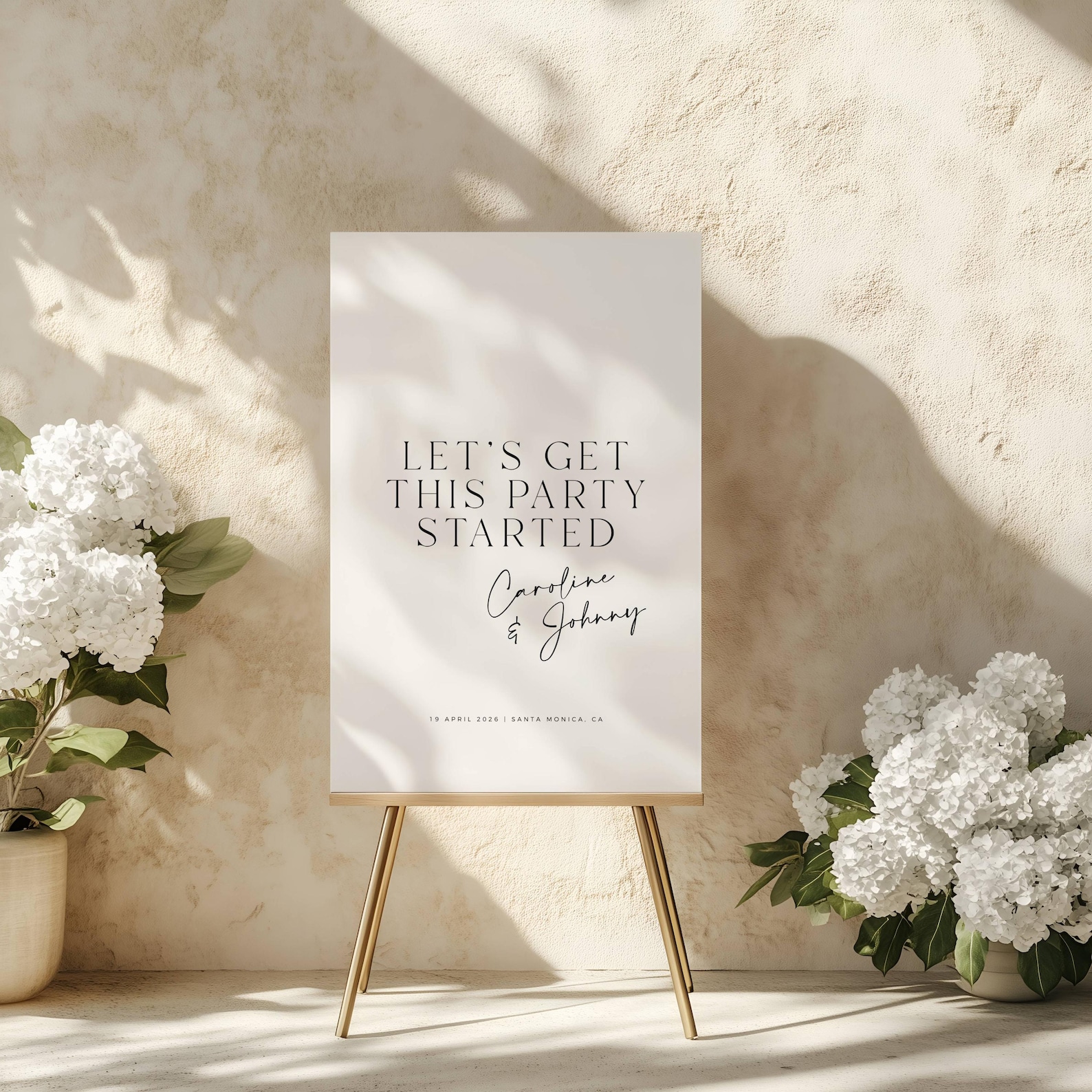Let’s Get This Party Started Wedding Sign Template, Minimalist Modern ...