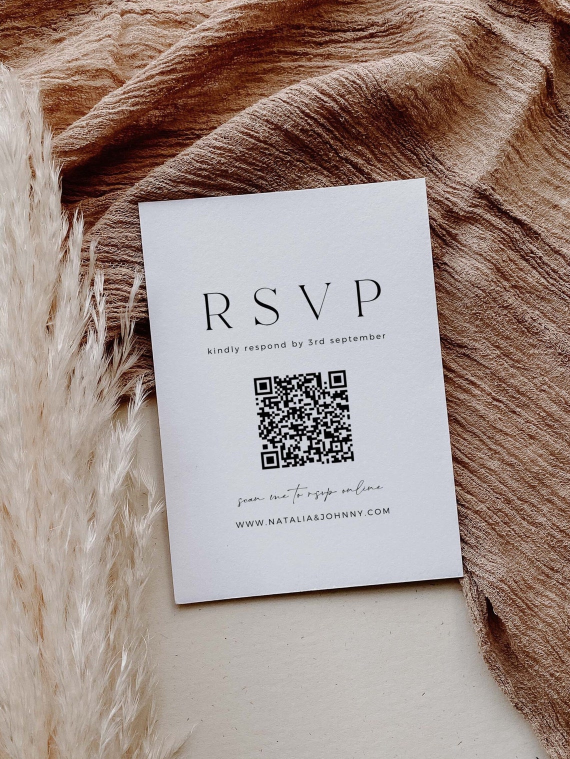 Minimal Modern Wedding Rsvp QR Code Card Template Simple QR - Etsy