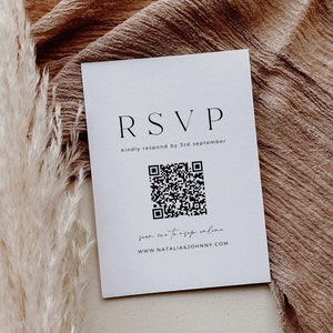 Minimal Modern Wedding Rsvp QR Code Card Template, Simple QR Code ...