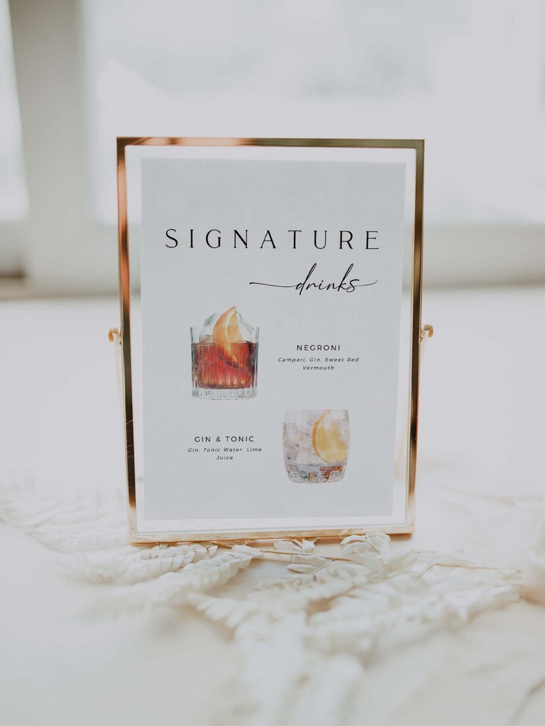 CLAIRE Printable Signature Cocktails Sign Template Download - Etsy