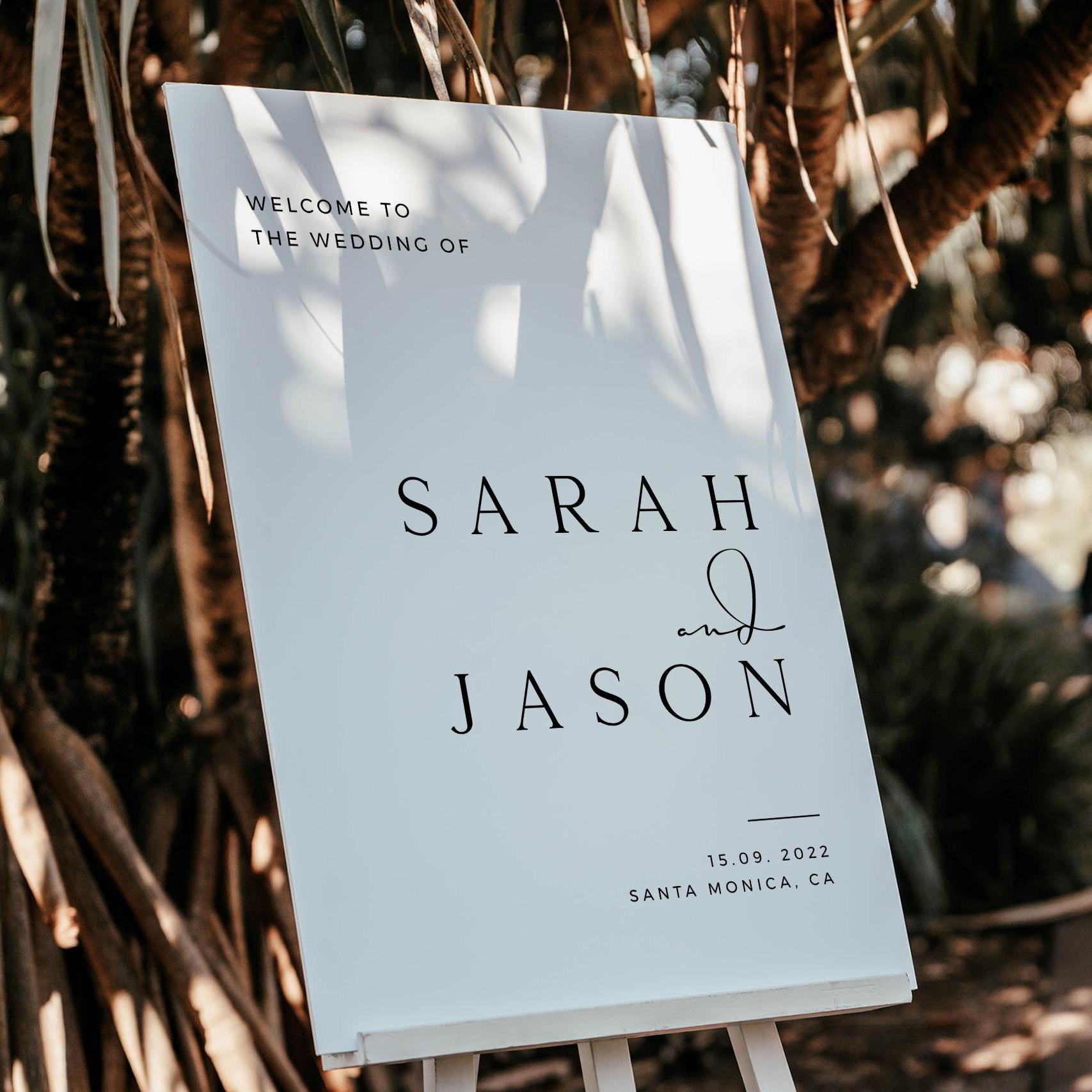 SARAH Minimalist Wedding Welcome Sign Template Download, Modern Wedding ...