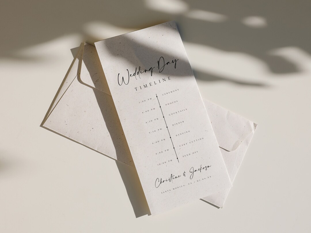CHRISTINE Minimal Elegant Wedding Day Timeline Template Download ...