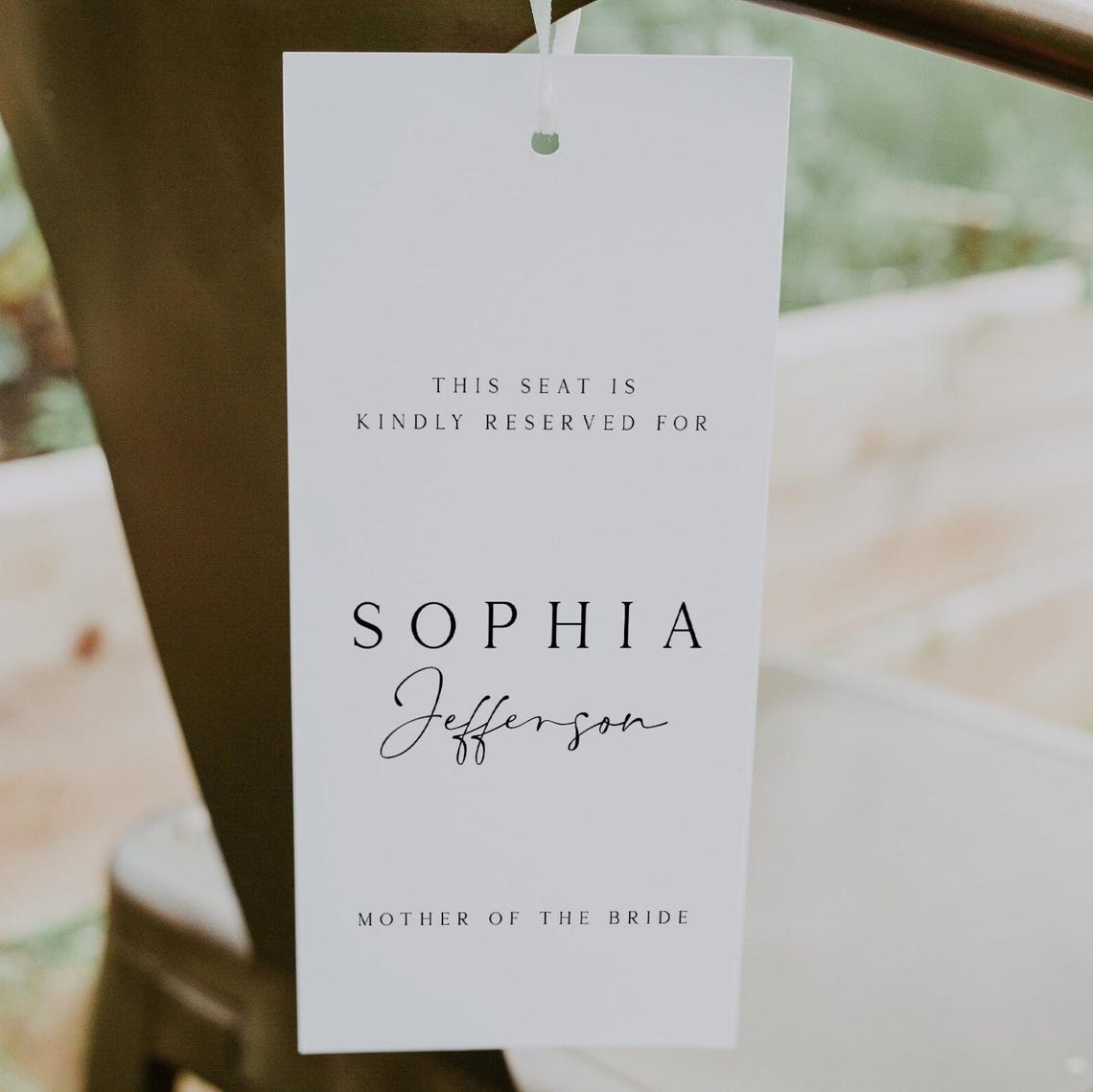 ELLIE Reserved Chair Tag Template Download, Elegant Reserved Seat Sign ...