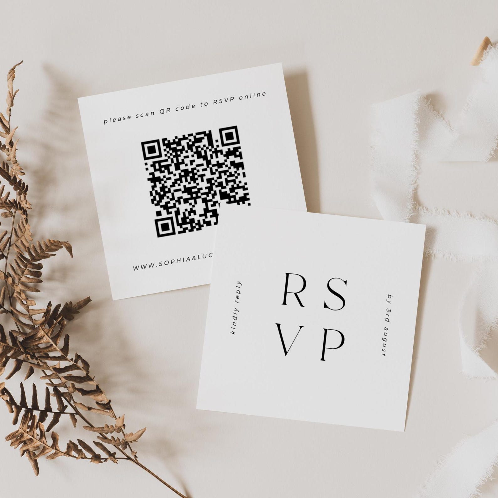Minimal Square Wedding Rsvp QR Code Card Template, Modern QR Code ...