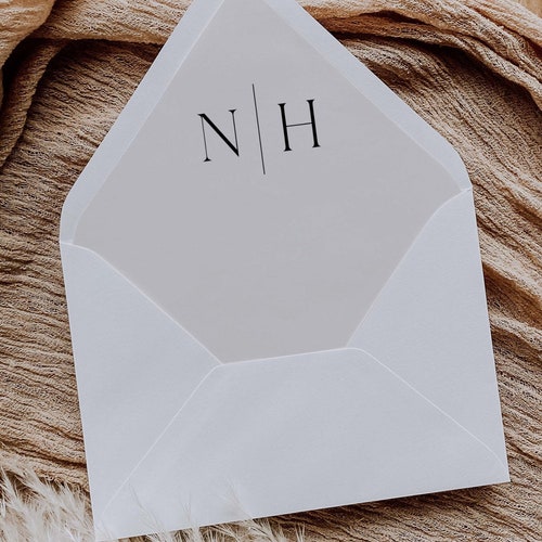 Modern Wedding Envelope Liner Template Download Minimal - Etsy