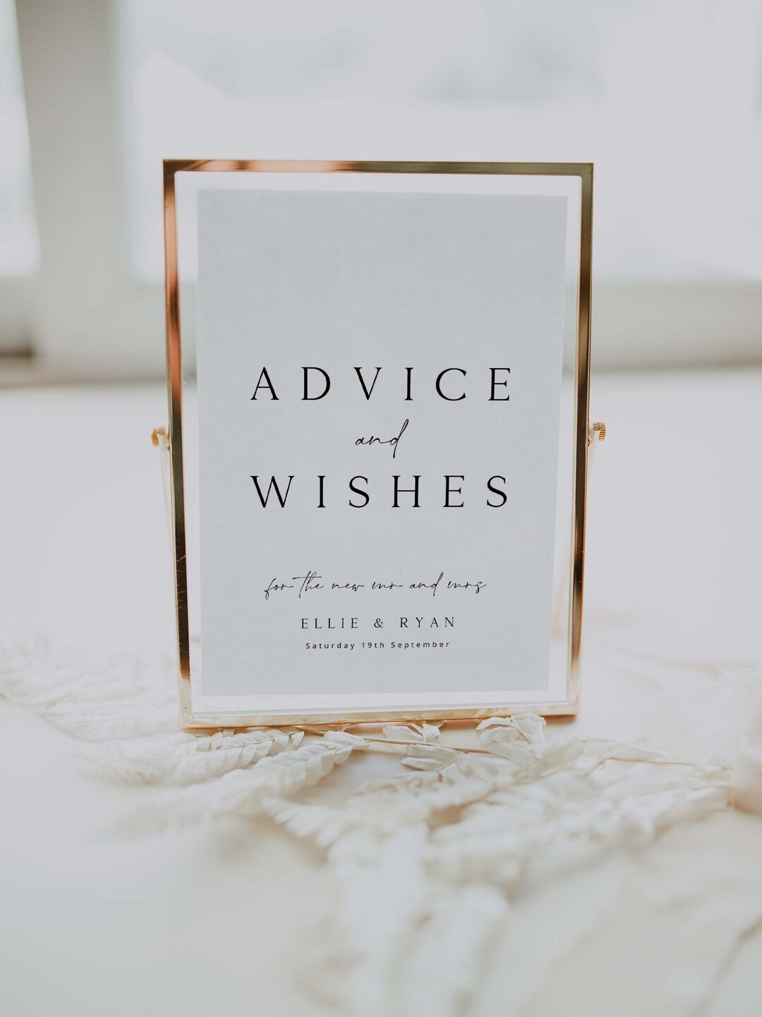 ELLIE Minimal Advice and Wishes Wedding Table Sign Template, Printable ...