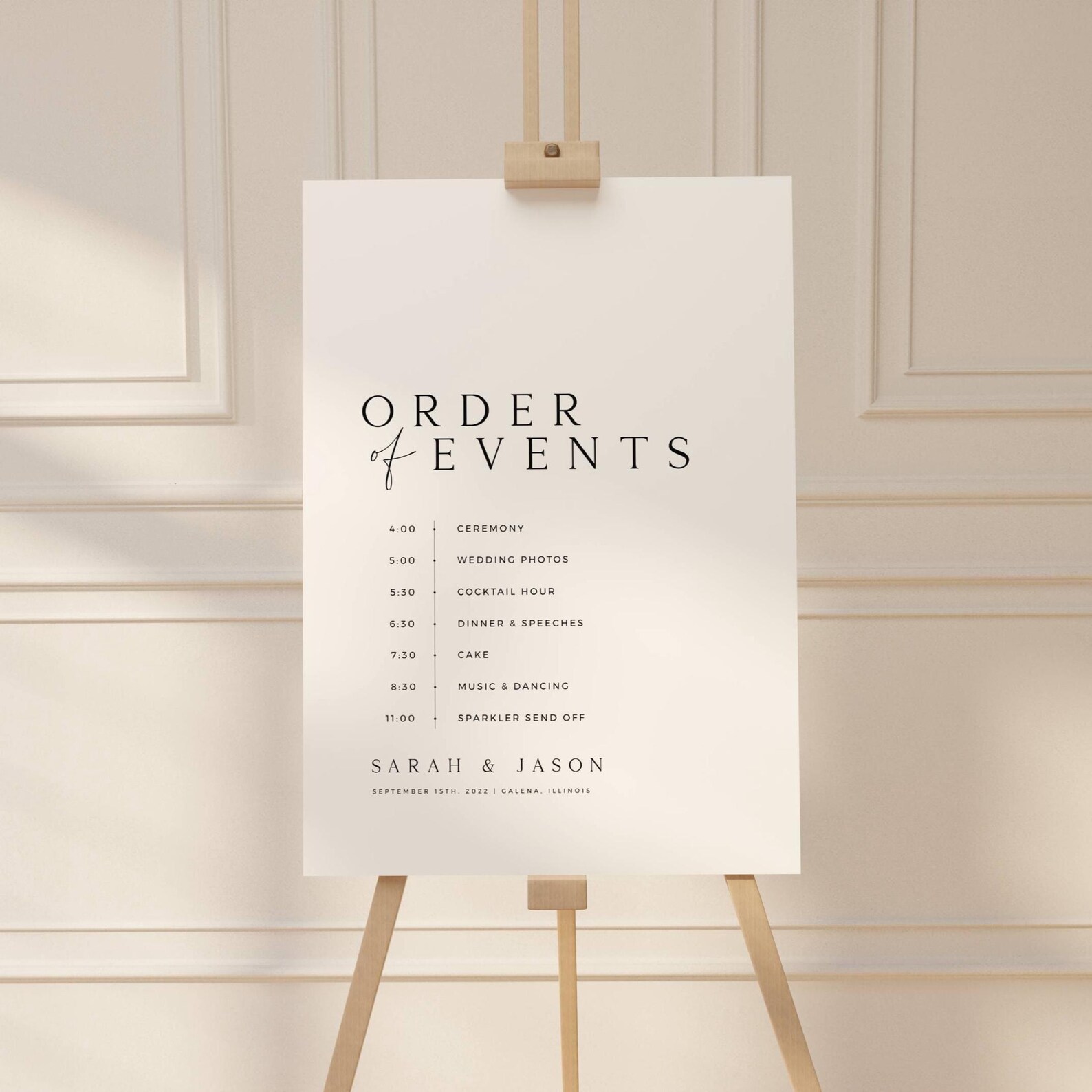 SARAH Minimalist Order of Events Sign Template, Printable Wedding ...