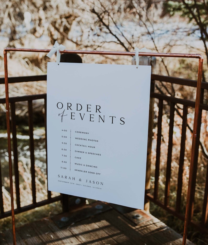 SARAH Minimal Wedding Events Timeline Sign Template Download - Etsy