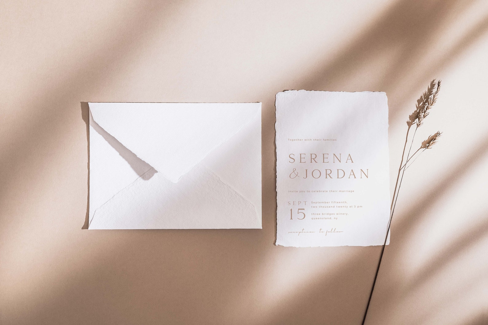 Beige Wedding Invitation Suite Template Boho Minimalist - Etsy