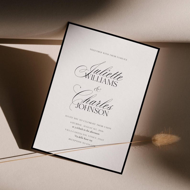 JULIETTE Timeless Elegant Wedding Invitation Suite – Editable ...