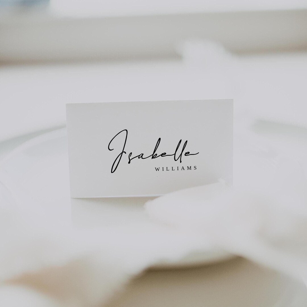 Minimalist Table Name Card, Wedding Place Cards, Tent Fold Guests Tag ...