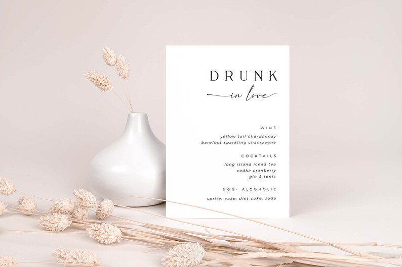 CLAIRE Minimal Modern Wedding Bar Menu Template Download - Etsy