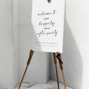 Minimal Modern Wedding Welcome Sign, Happily Ever After Party Sign ...