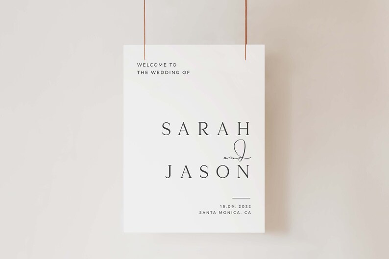 SARAH Minimalist Wedding Welcome Sign Template Download - Etsy